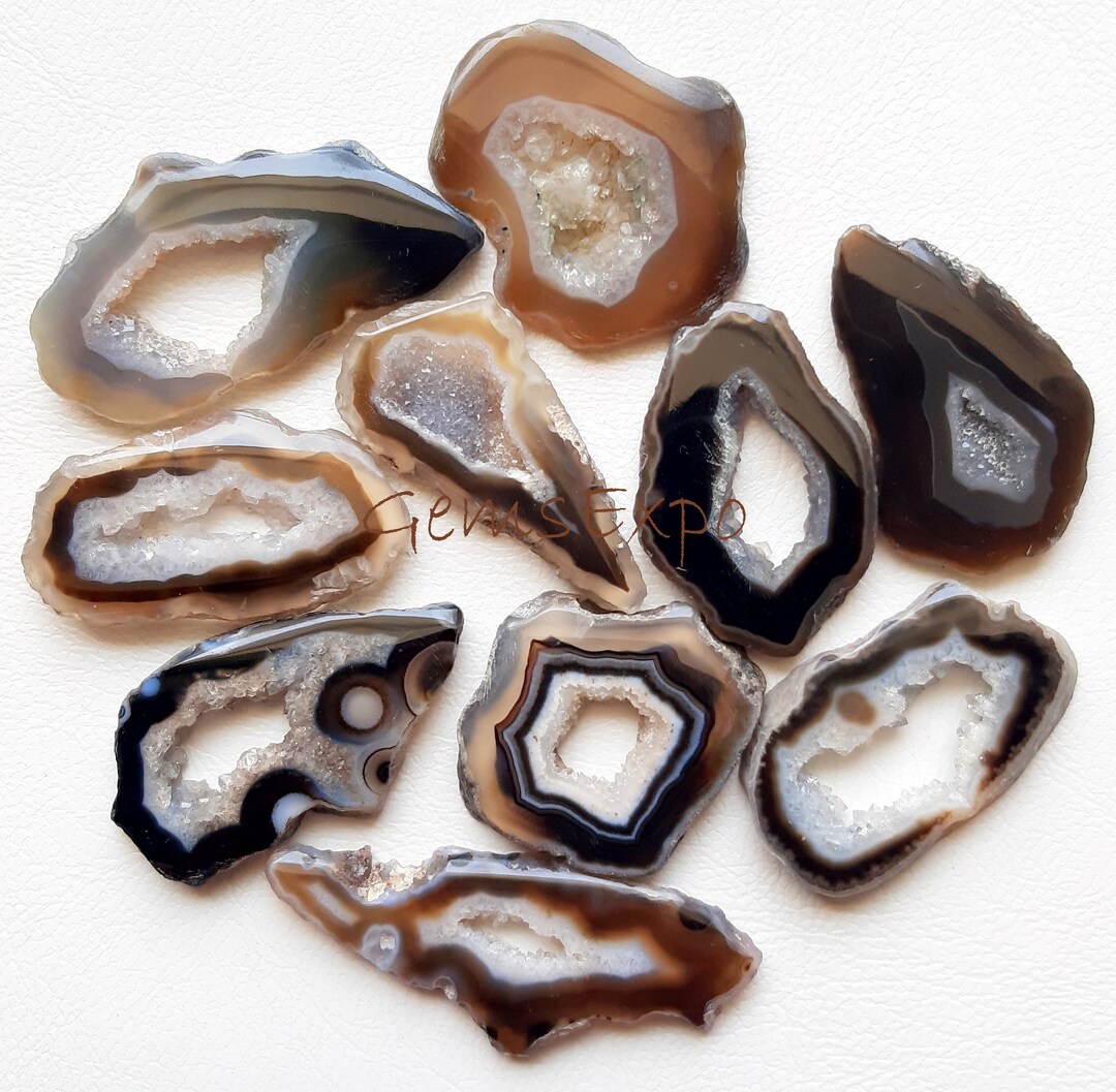 Brown Window Druzy Geode Polished Slabs - Geode Slices - Brown Druzy ...