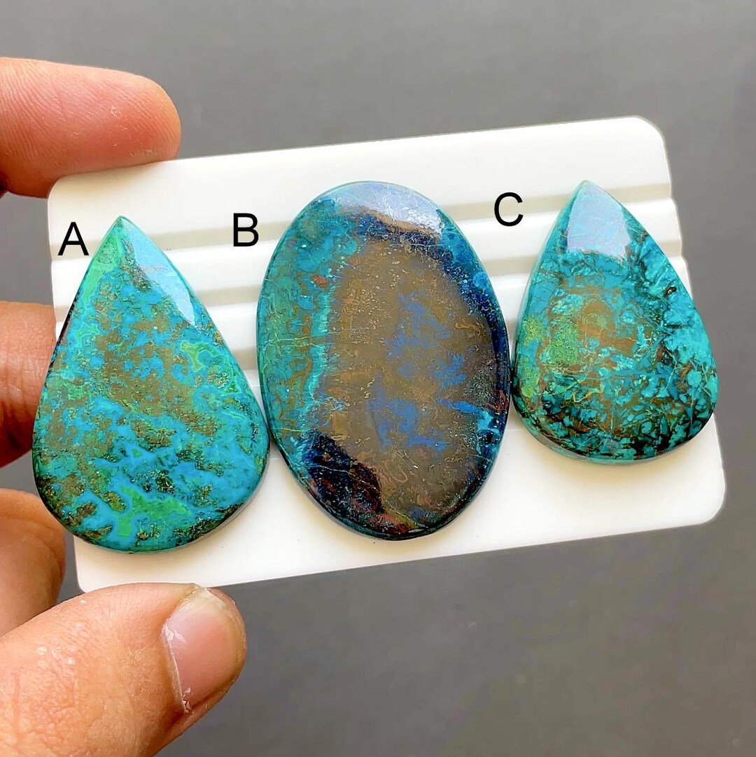 Azurite Cabochon Loose Gemstone for Handmade Jewelry, AAA+ Natural ...