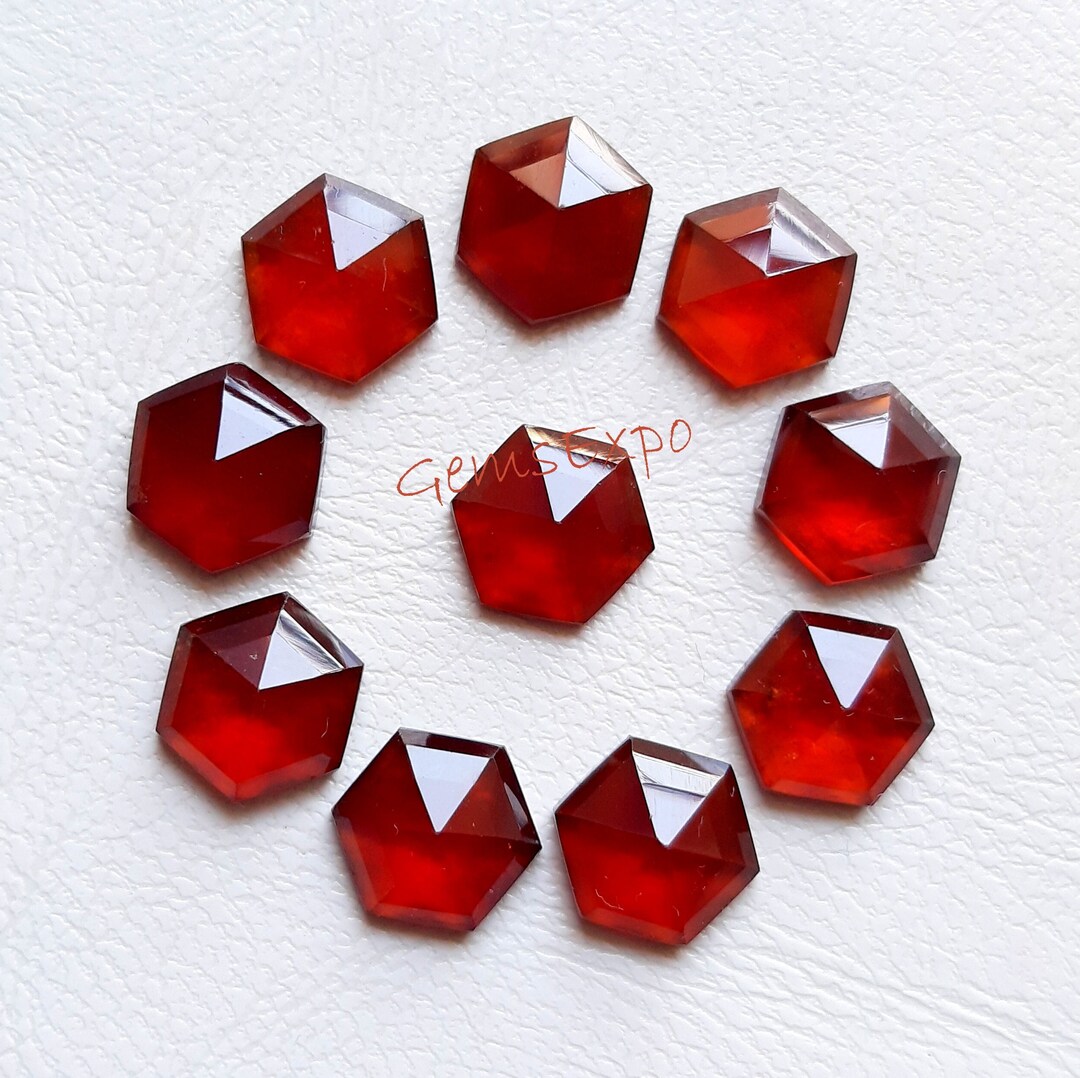 HESSONITE GARNET Step Cut Gemstone 10 Pieces Lot Size : 10 MM Natural ...
