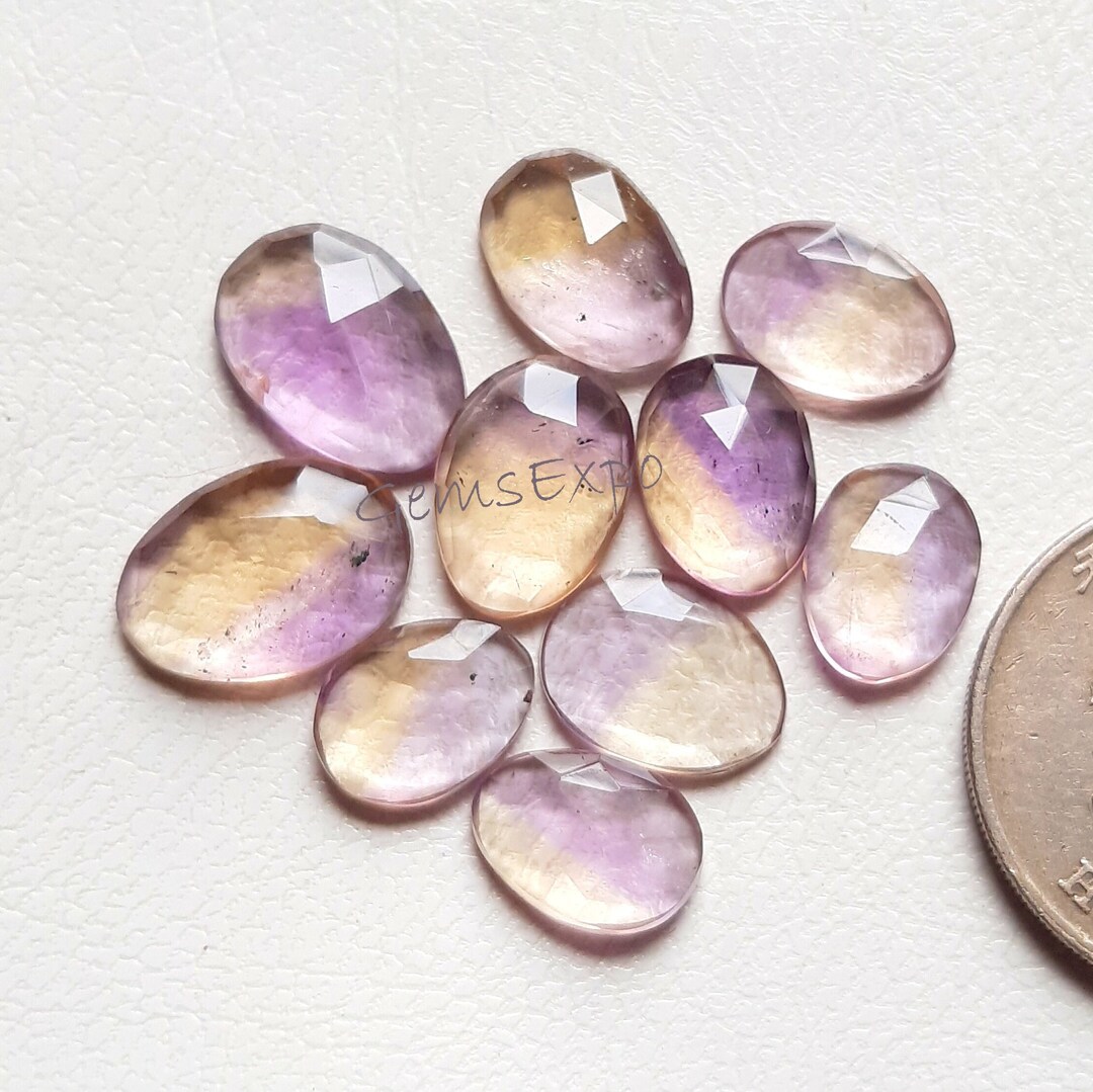 Natural Ametrine Gemstone Rose Cut Slice Ametrine Rose Cut Flat Back ...