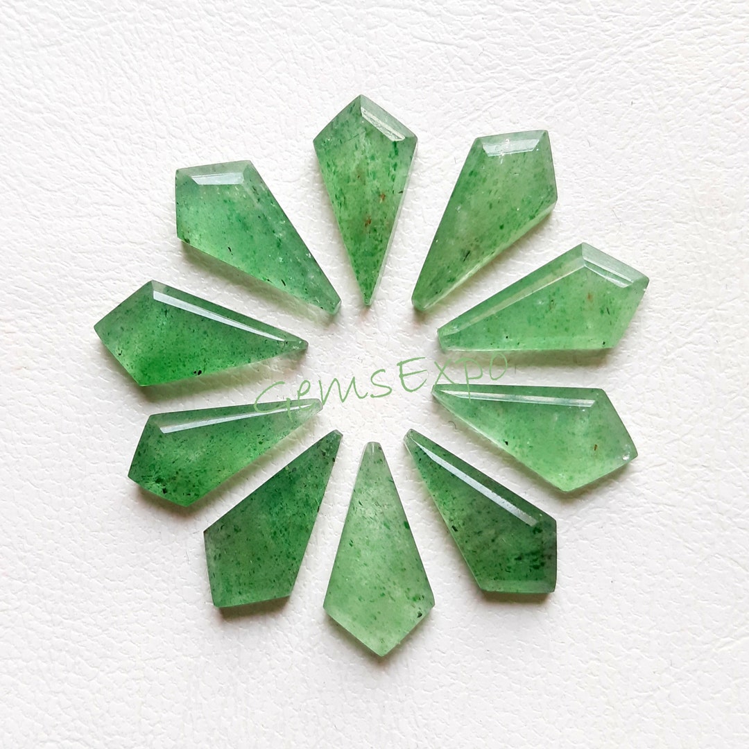 Green Strawberry Quartz Step Cut Gemstone Lot Size : 10X20 MM 10 Pieces ...