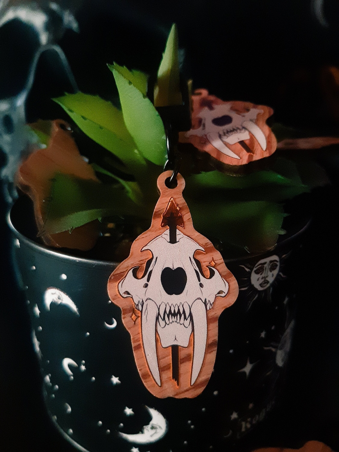 Sabertooth Cat Smilodon and Spear Charm - Etsy