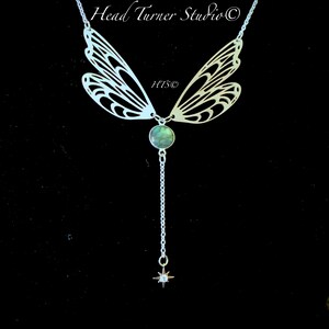 Labradorite Fairy Wing Lariat Choker or Necklace; Silver Flying Fairy ...