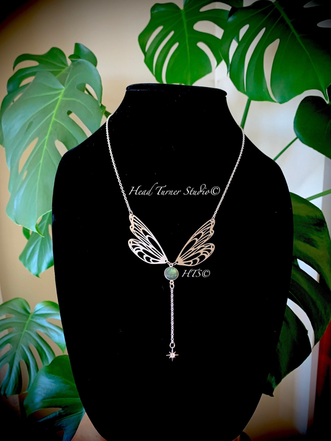 Labradorite Fairy Wing Lariat Choker or Necklace; Silver Flying Fairy ...