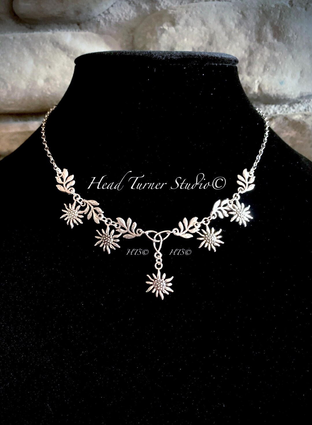 Edelweiss Necklace: Silver Celtic Knot Choker, Bavarian Wedding Jewelry ...