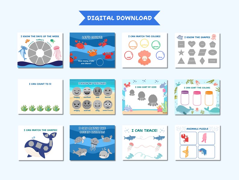 Busy Book Ocean Friends, Printable, Toddler Learning Book, Homeschool ...