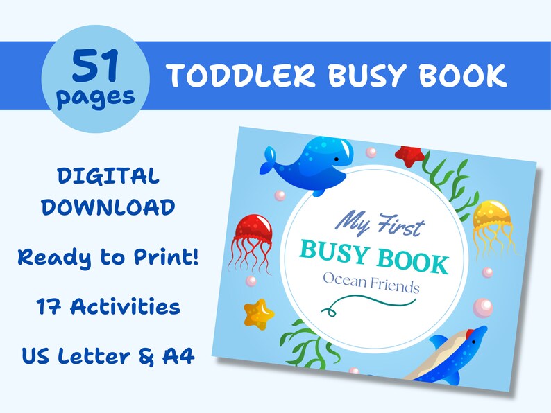 Busy Book Ocean Friends, Printable, Toddler Learning Book, Homeschool ...