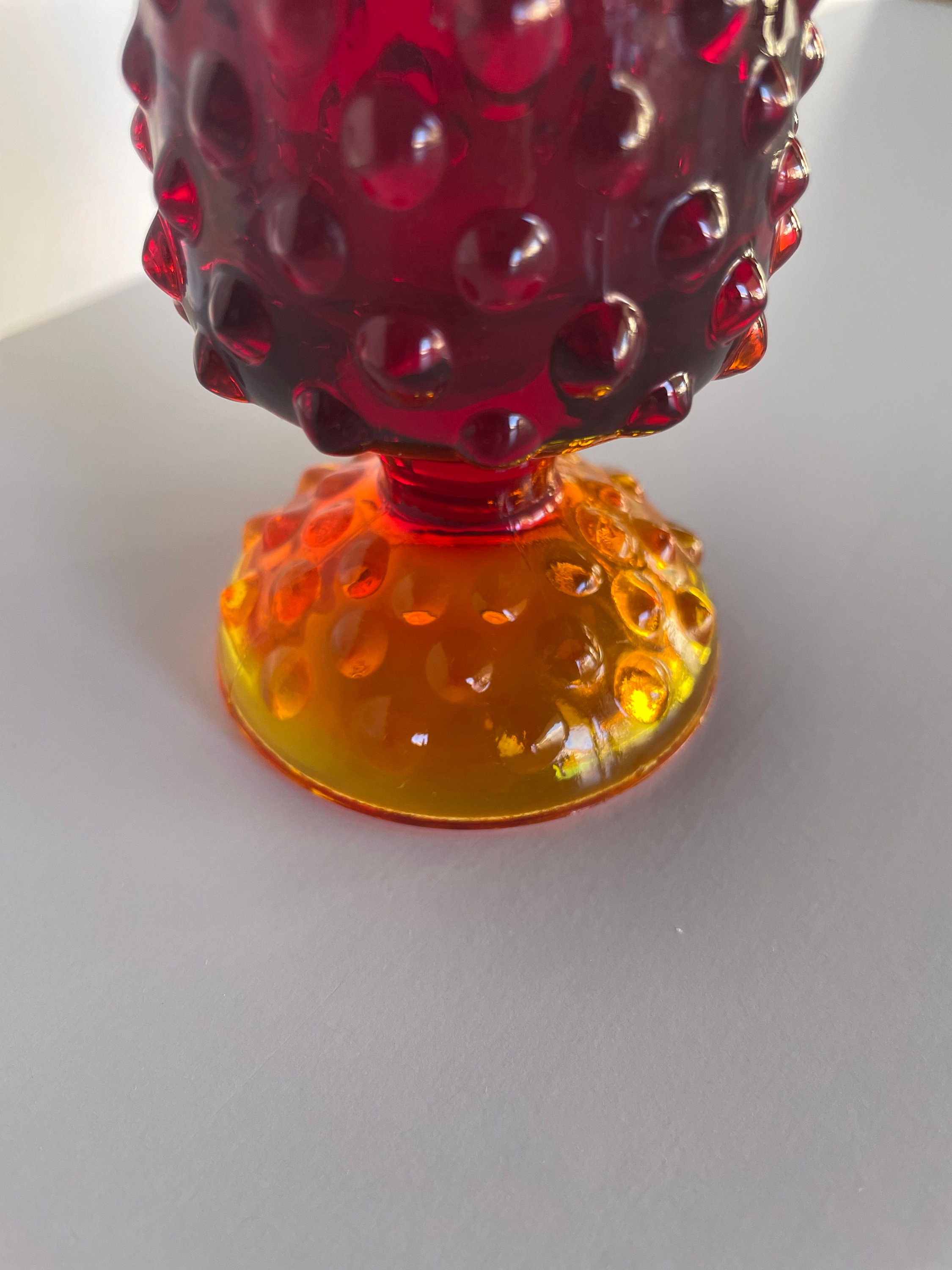 Vintage Fenton Ruby Red Amberina Hobnail Bud Vase - Etsy