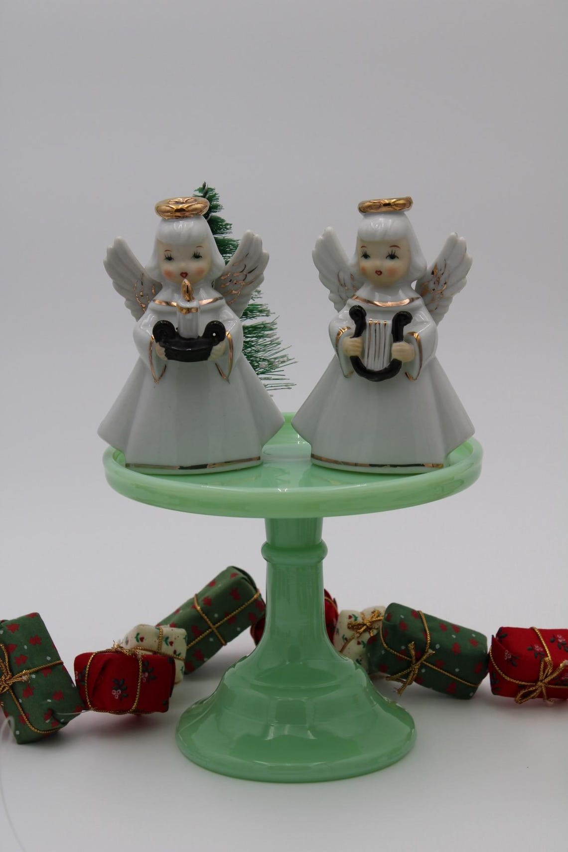 Enesco Angels With Harp and Candle - Etsy