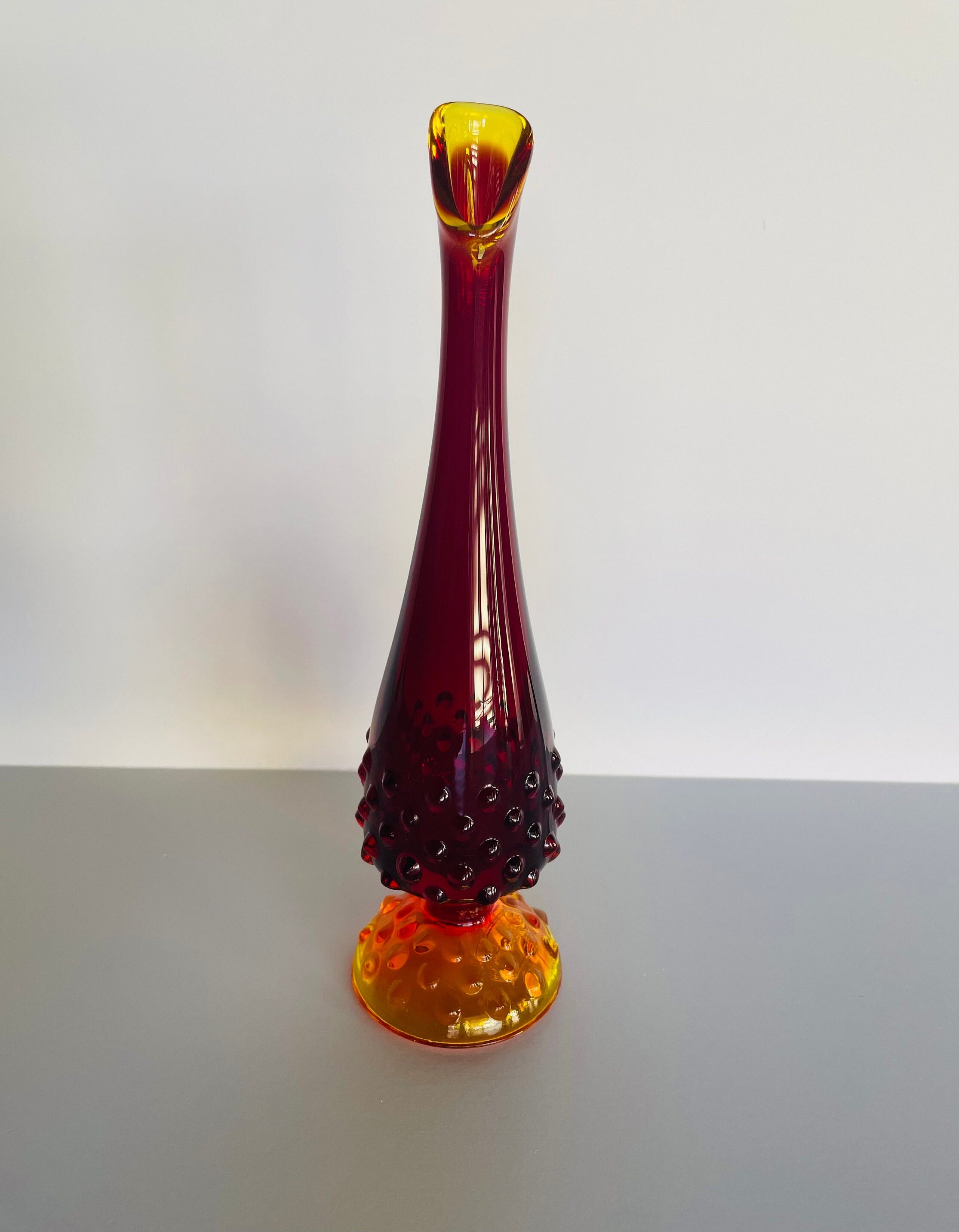 Vintage Fenton Ruby Red Amberina Hobnail Bud Vase - Etsy