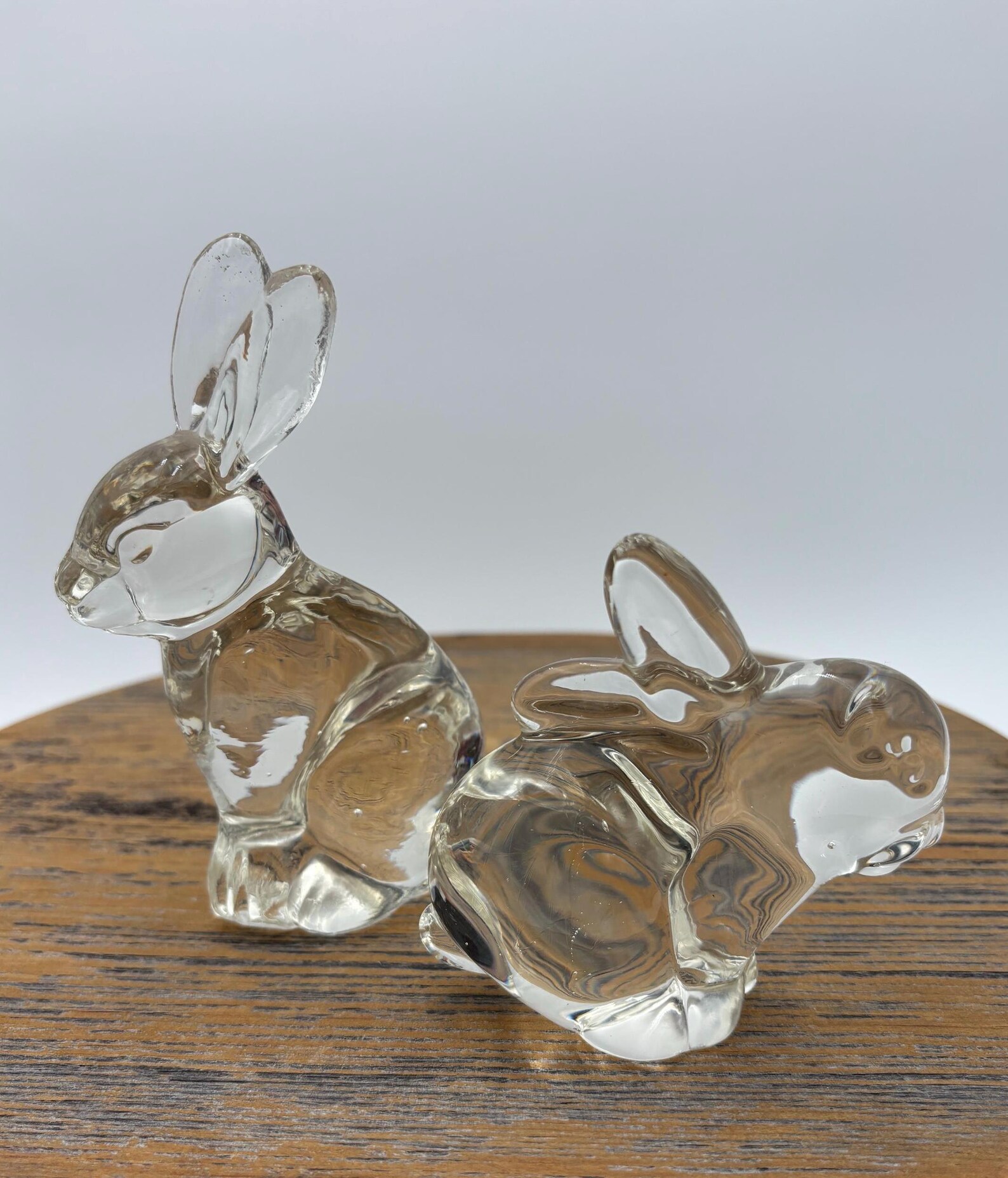 Two Vintage Glass Bunny Paperweights - Etsy