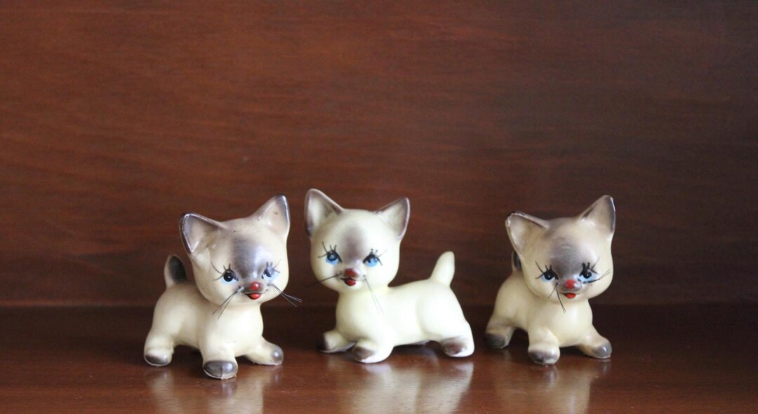 Vintage Lego Japan Siamese Ceramic Cats - Etsy