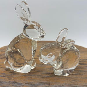 Two Vintage Glass Bunny Paperweights - Etsy