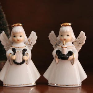 Enesco Angels With Harp and Candle - Etsy
