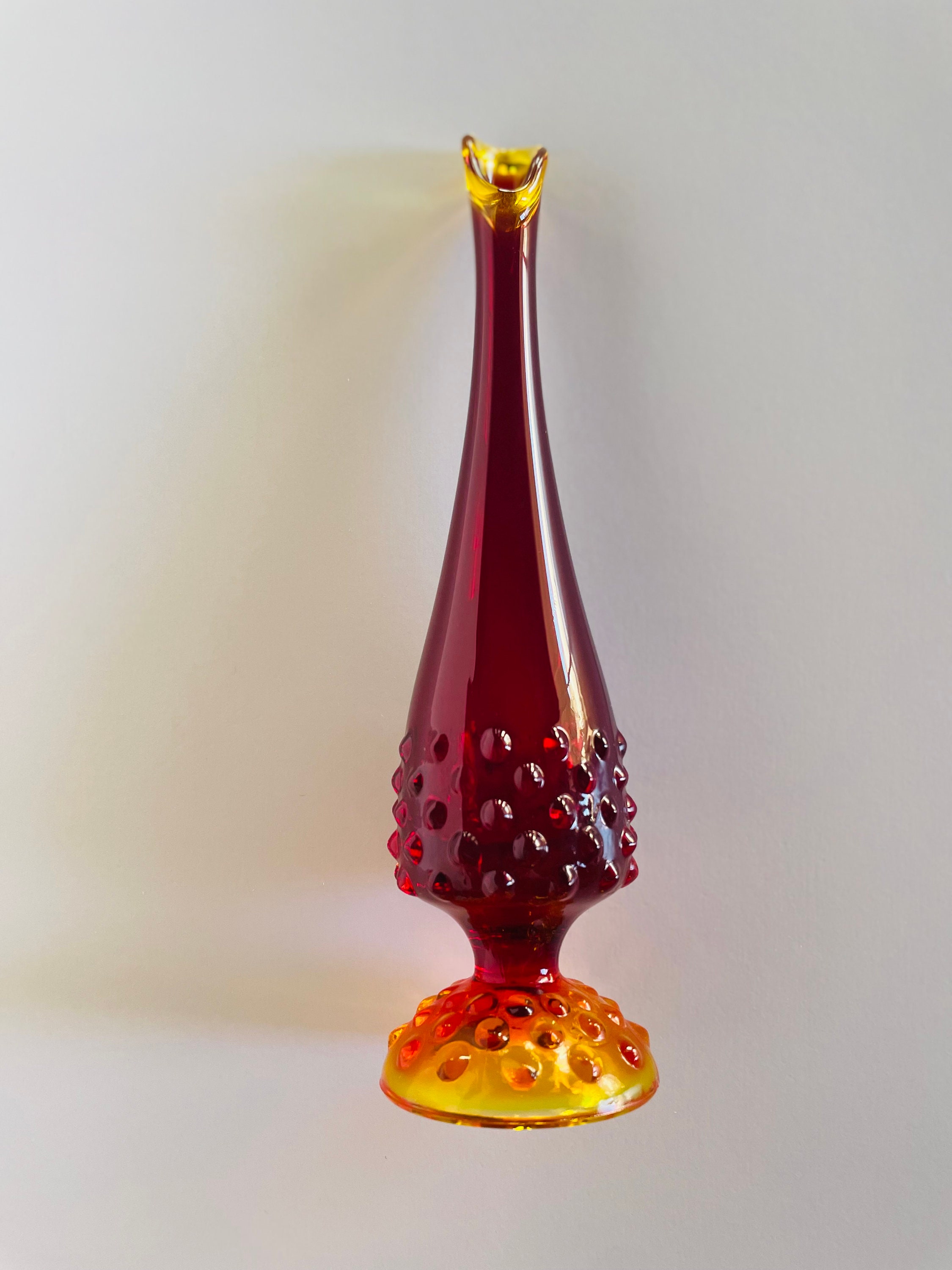 Vintage Fenton Ruby Red Amberina Hobnail Bud Vase - Etsy