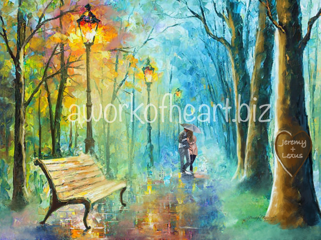 Beautiful Raindrops - Spring Painting Personalized Canvas Art Romantic ...
