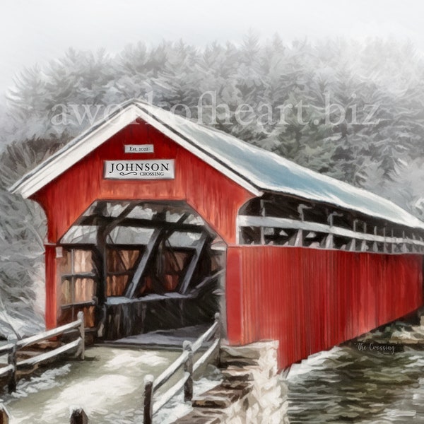Red Covered Bridge - Etsy