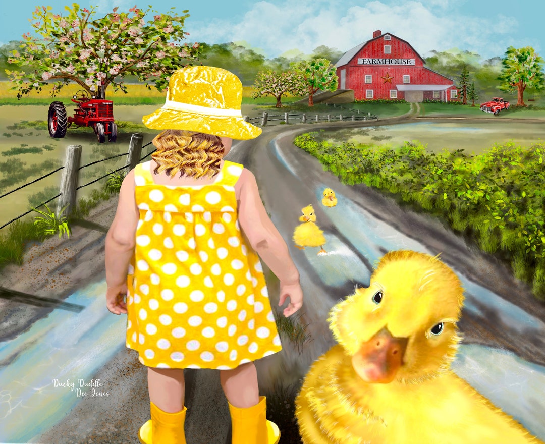 Little Ducky Duddle Spring Painting Personalized Canvas Art little Girl ...
