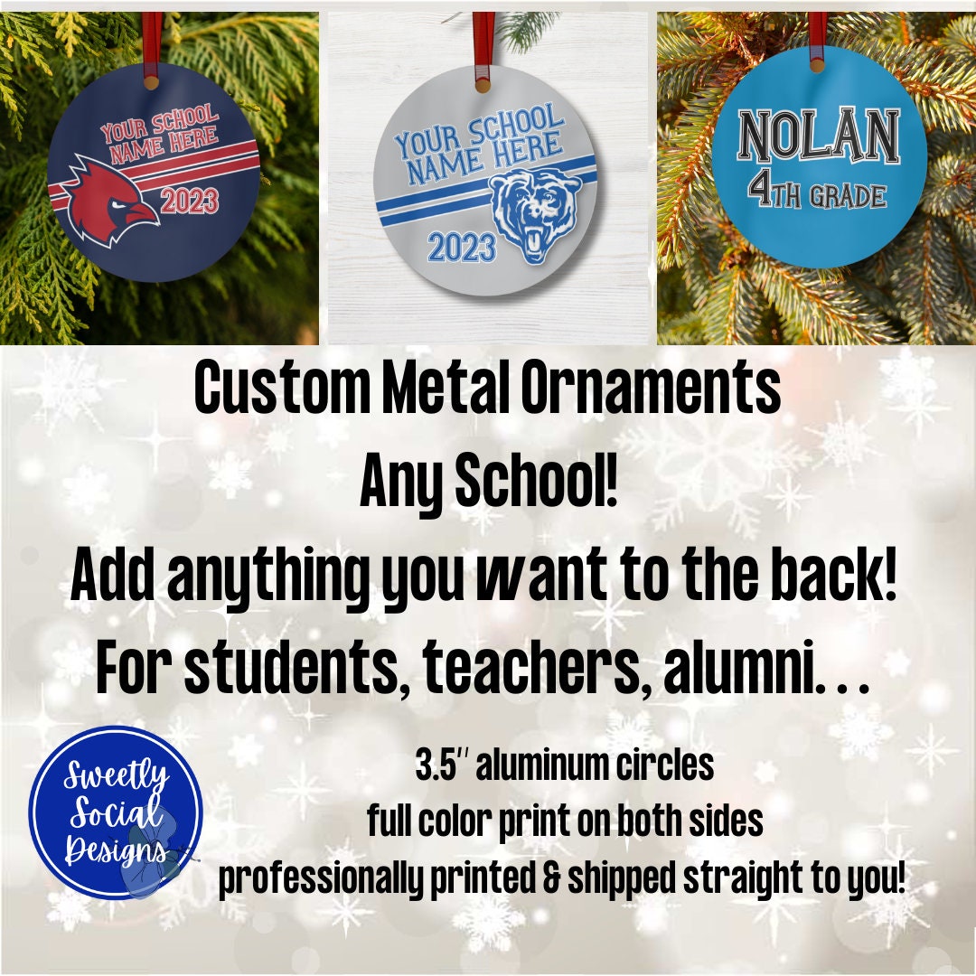 Custom School Ornament - Your School Name, Mascot & Colors! Add Your ...
