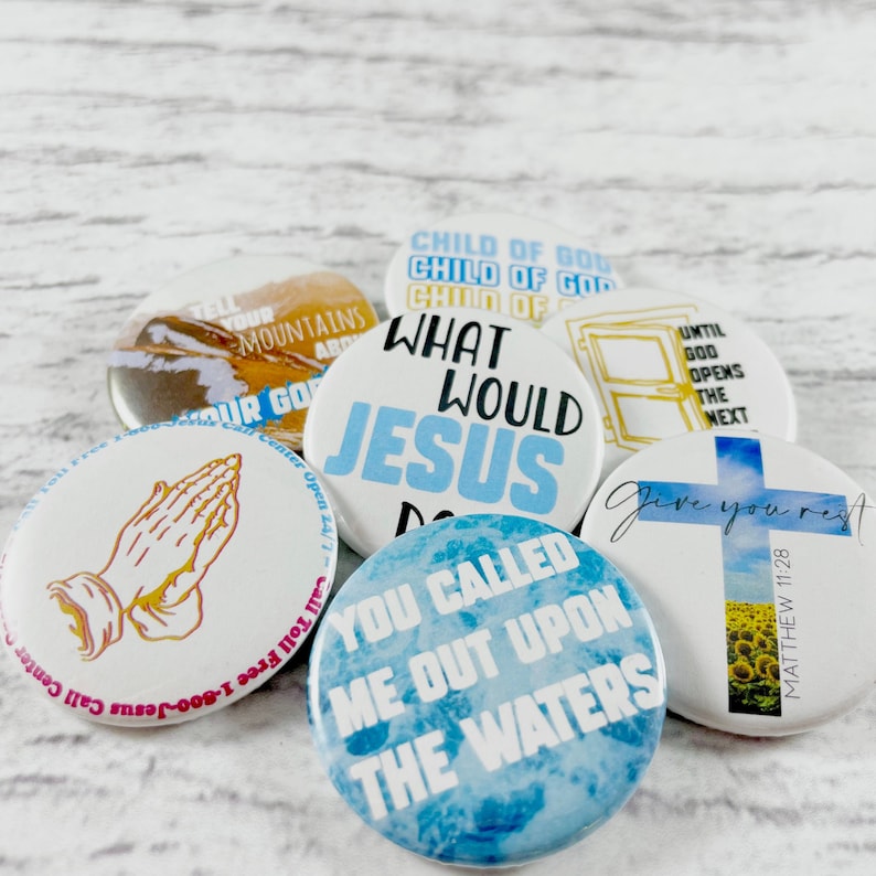 Christian 1.5in Pin Back Buttons Bible Versus Christian Inspiration ...