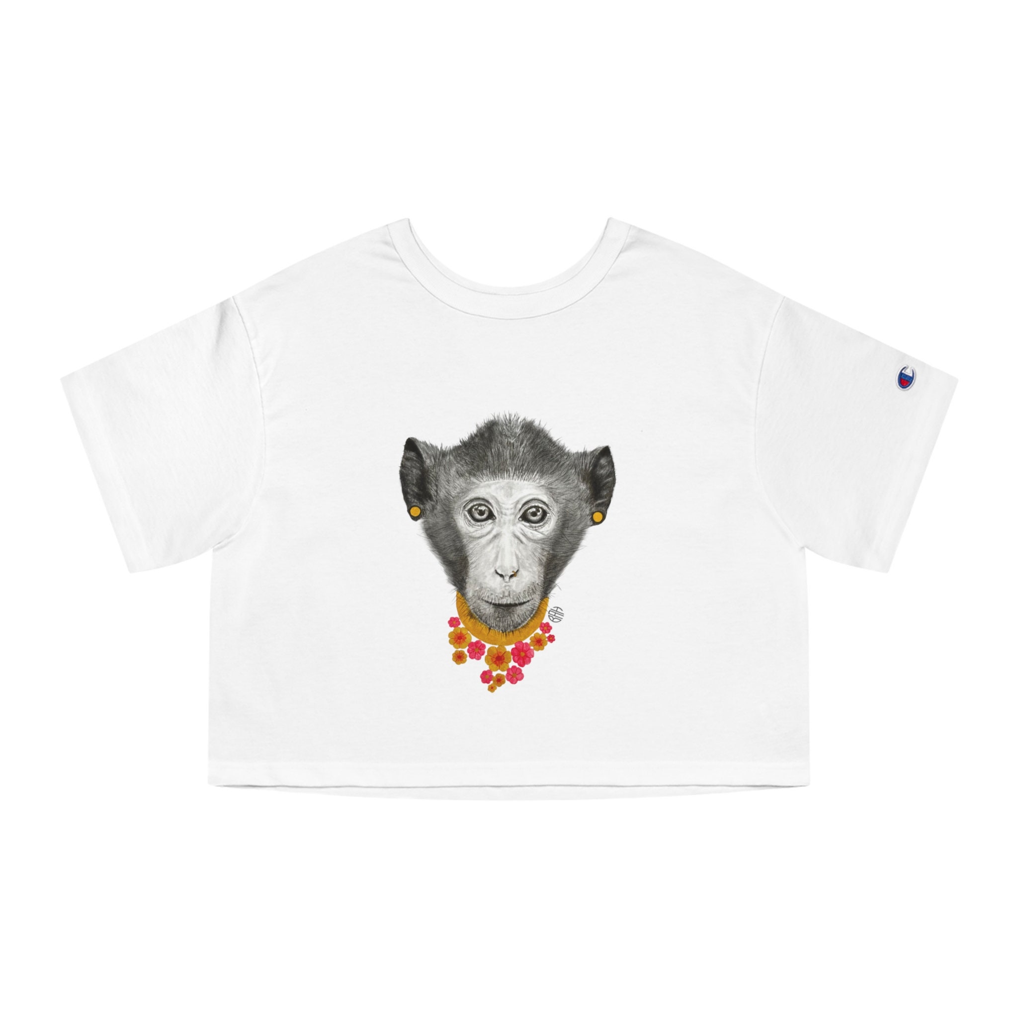 Animal Graphic Original Pencil Sketch sassy Monkey Champion Women's Heritage Cropped T-shirt - Etsy