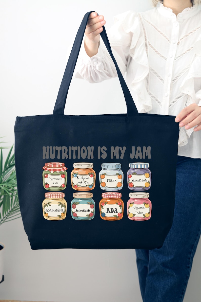 Nutritionist Tote Bag, Nutrition is My Jam Tote Bag, Healthy Lifestyle ...