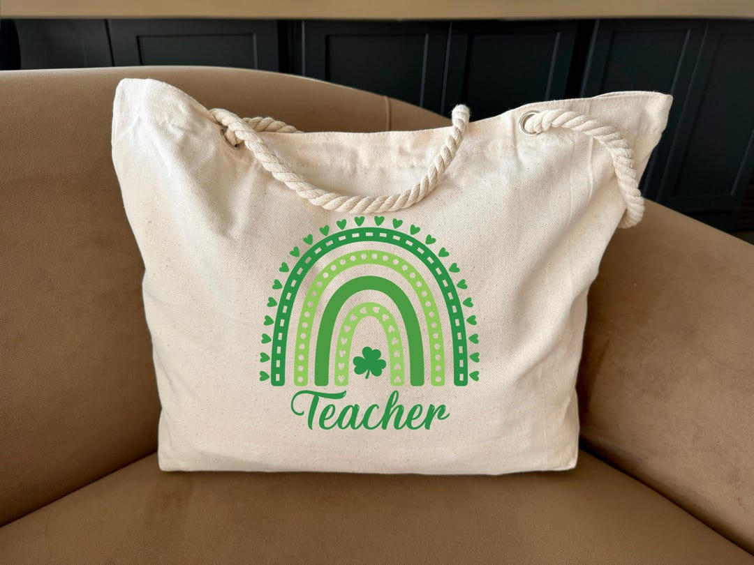 St.patrick Day Teacher Tote Bag, Irish Day Rainbow Teacher Tote Bag ...