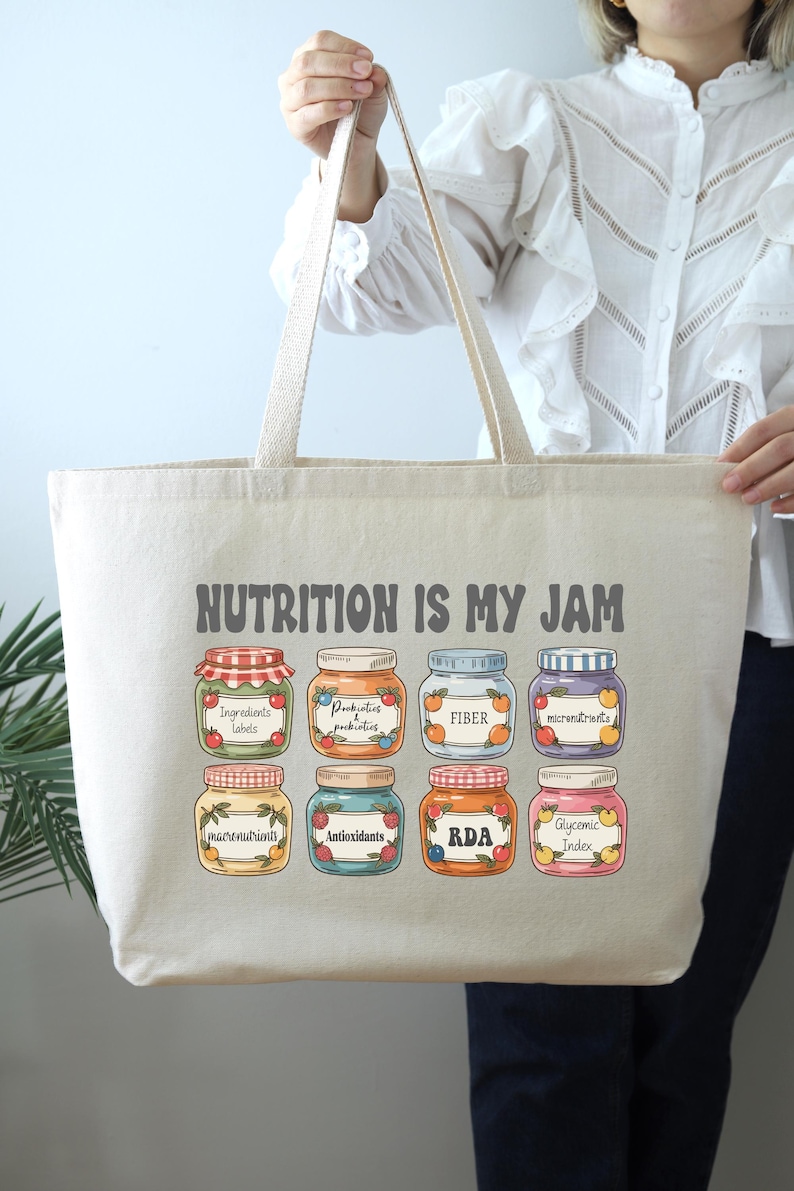Nutritionist Tote Bag, Nutrition is My Jam Tote Bag, Healthy Lifestyle ...