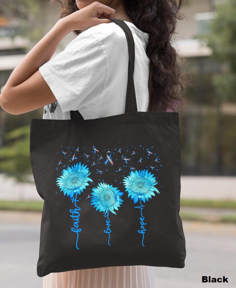Diabetes Awareness Tote Bag: Blue Ribbon Support Squad Gift - Etsy