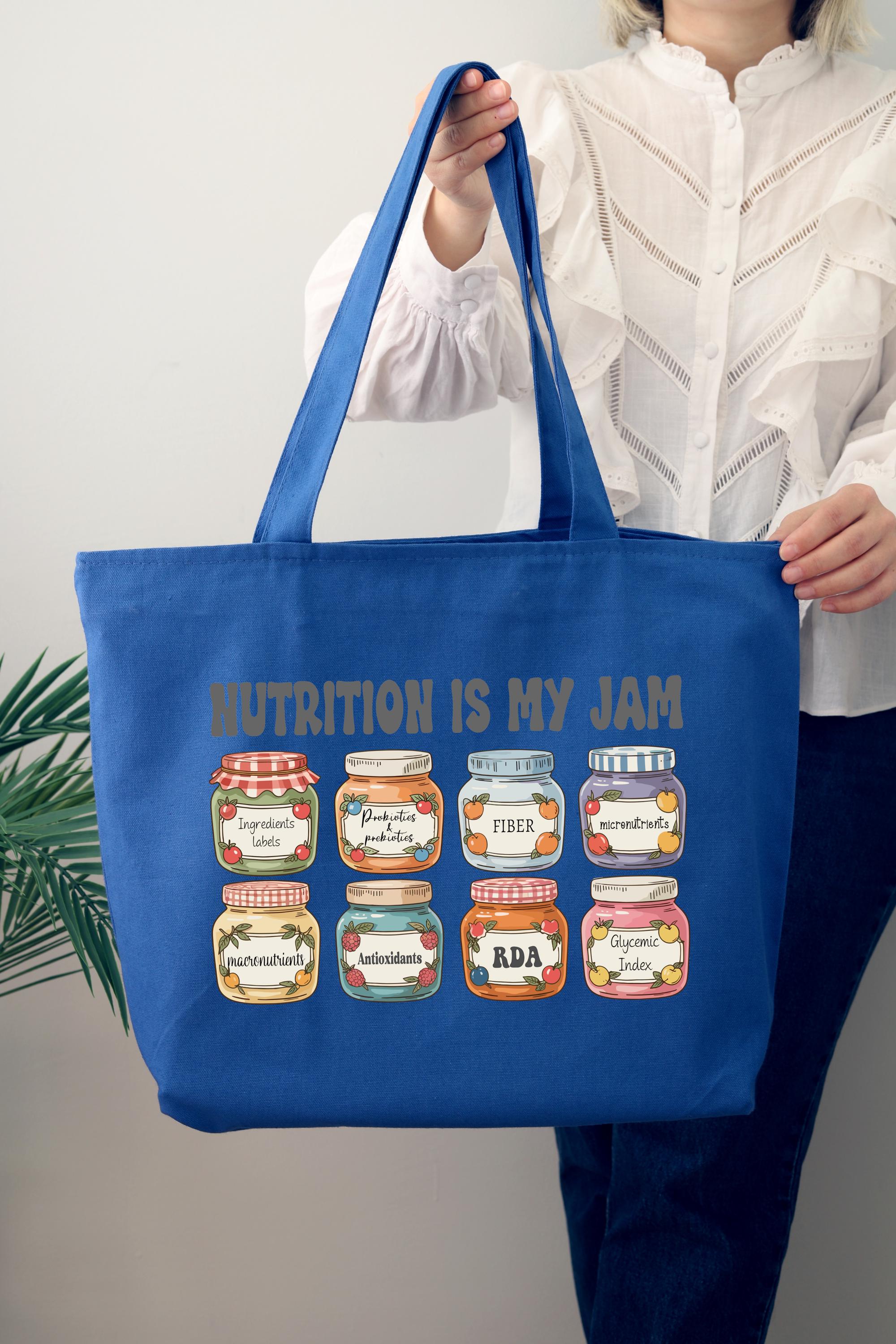 Nutritionist Tote Bag, Nutrition is My Jam Tote Bag, Healthy Lifestyle ...