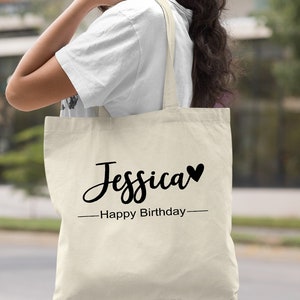 Custom Birthday Tote Bag, Happy Birthday Tote Bag, Happy Birthday Gift ...