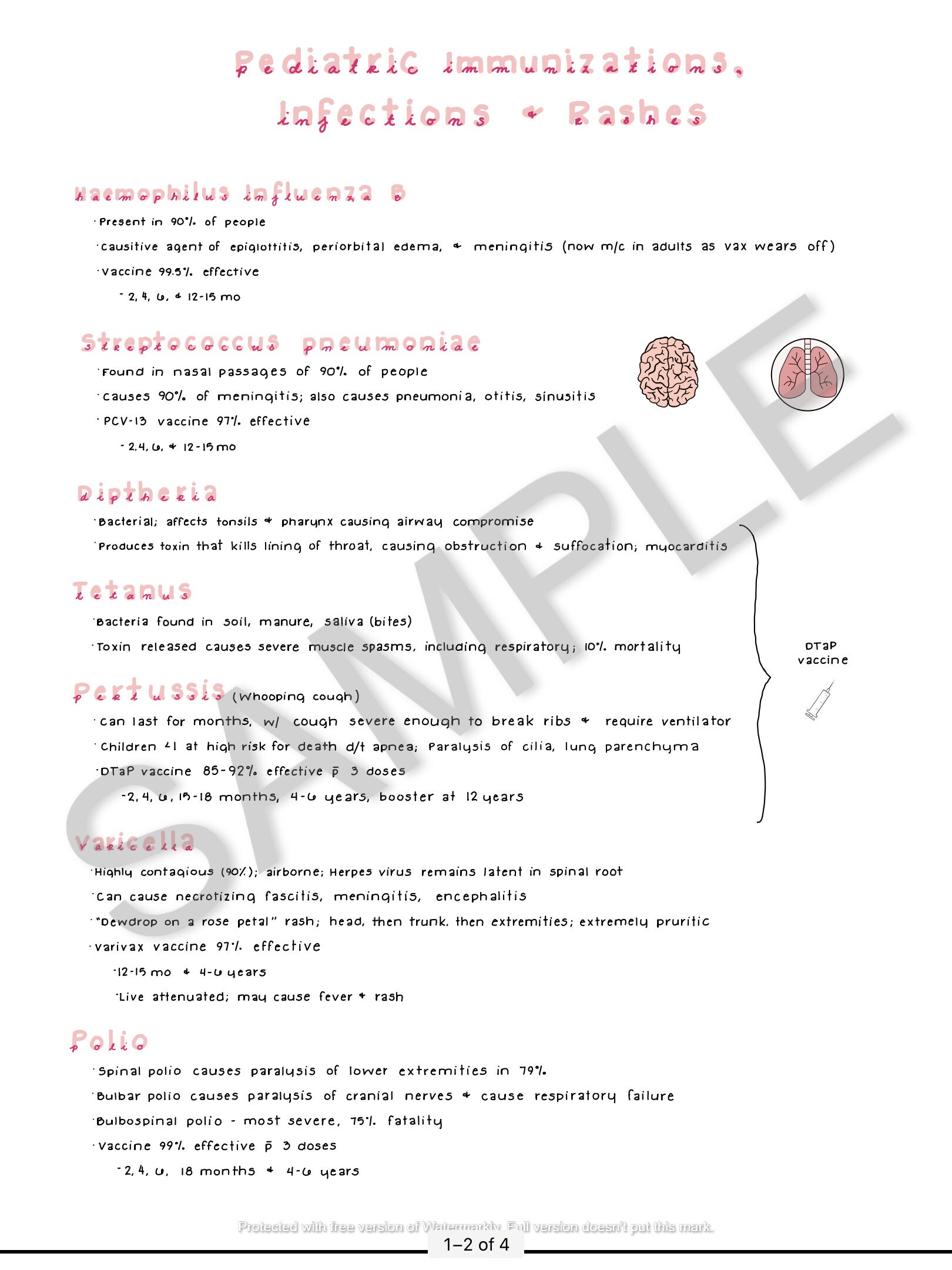 Pediatric Nursing Notes Bundle 4 Sets of Notes, 7 Pages - Etsy