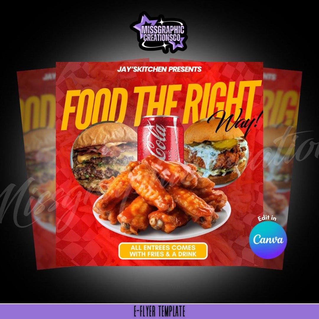 Food Flyer Template: Editable Canva Design (digital Download) - Etsy