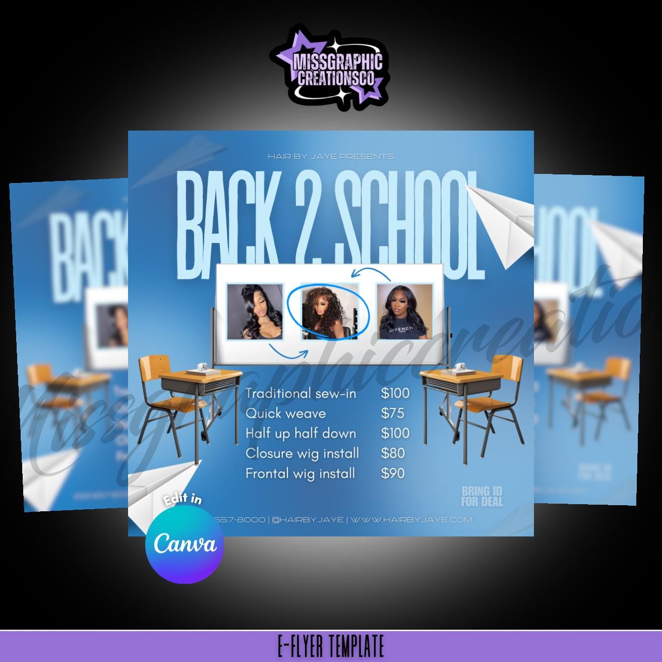 Hair Back 2 School Flyer Template - Etsy
