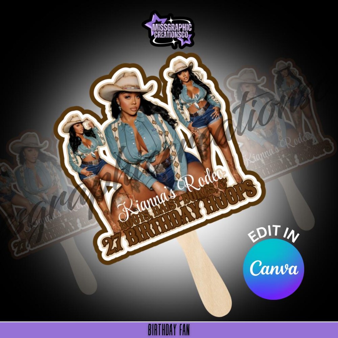 Boots & Daisy Dukes Birthday Fan Template: Editable Rodeo Party Design ...