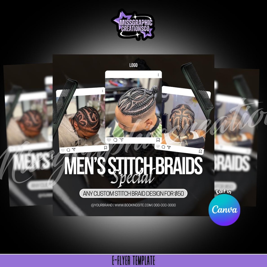 Men’s Stitch Braids Special Flyer Template - Etsy