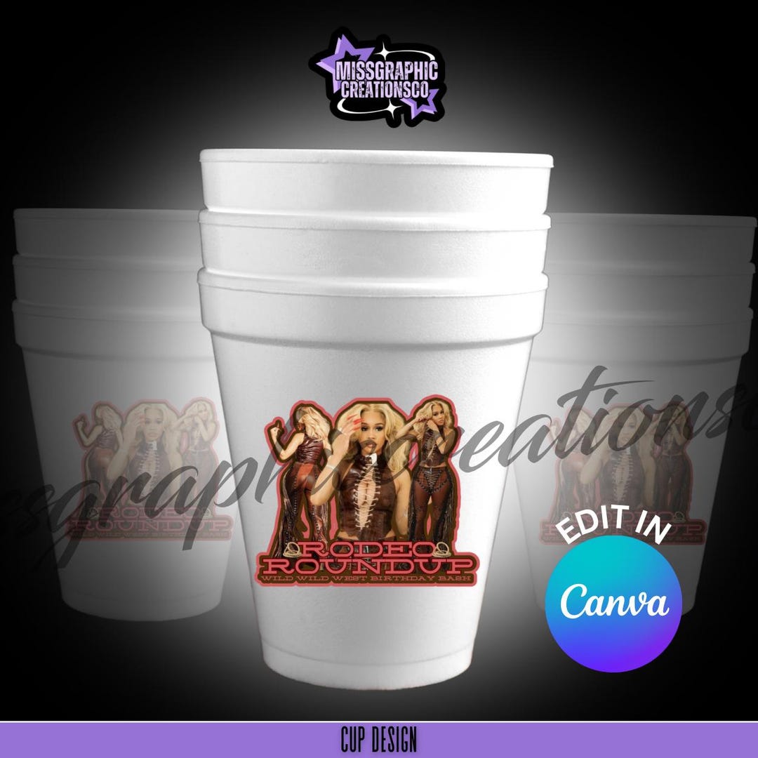 Rodeo Roundup Cup Design: Custom Styrofoam Cup Template (digital ...