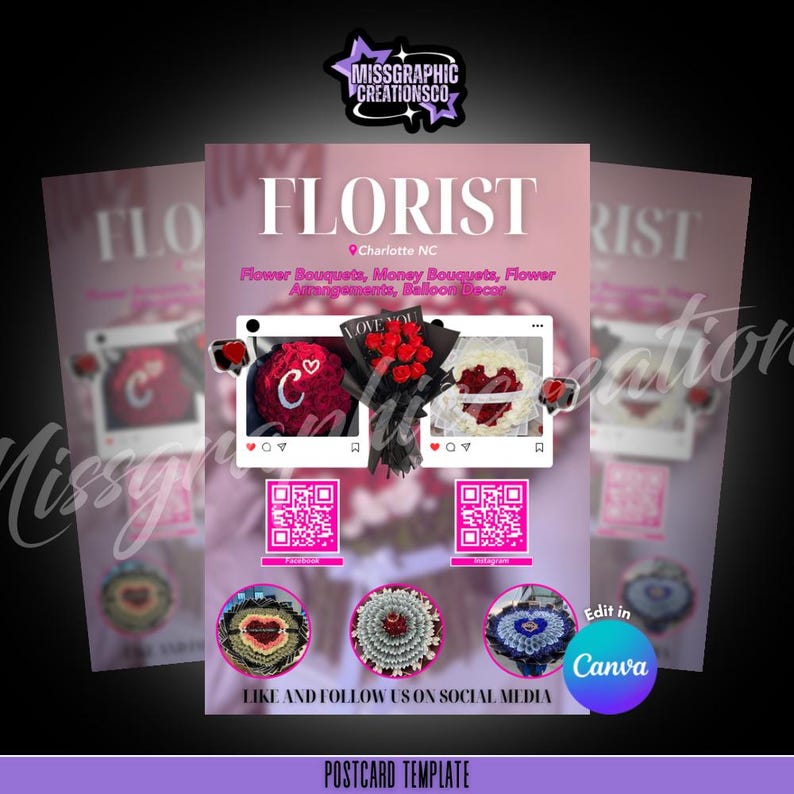 Promotional Florist Business Postcard Template - Etsy