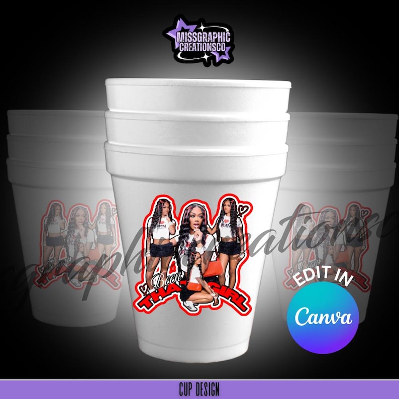 IT GIRL Custom Cup Design: Editable Canva Template - Etsy
