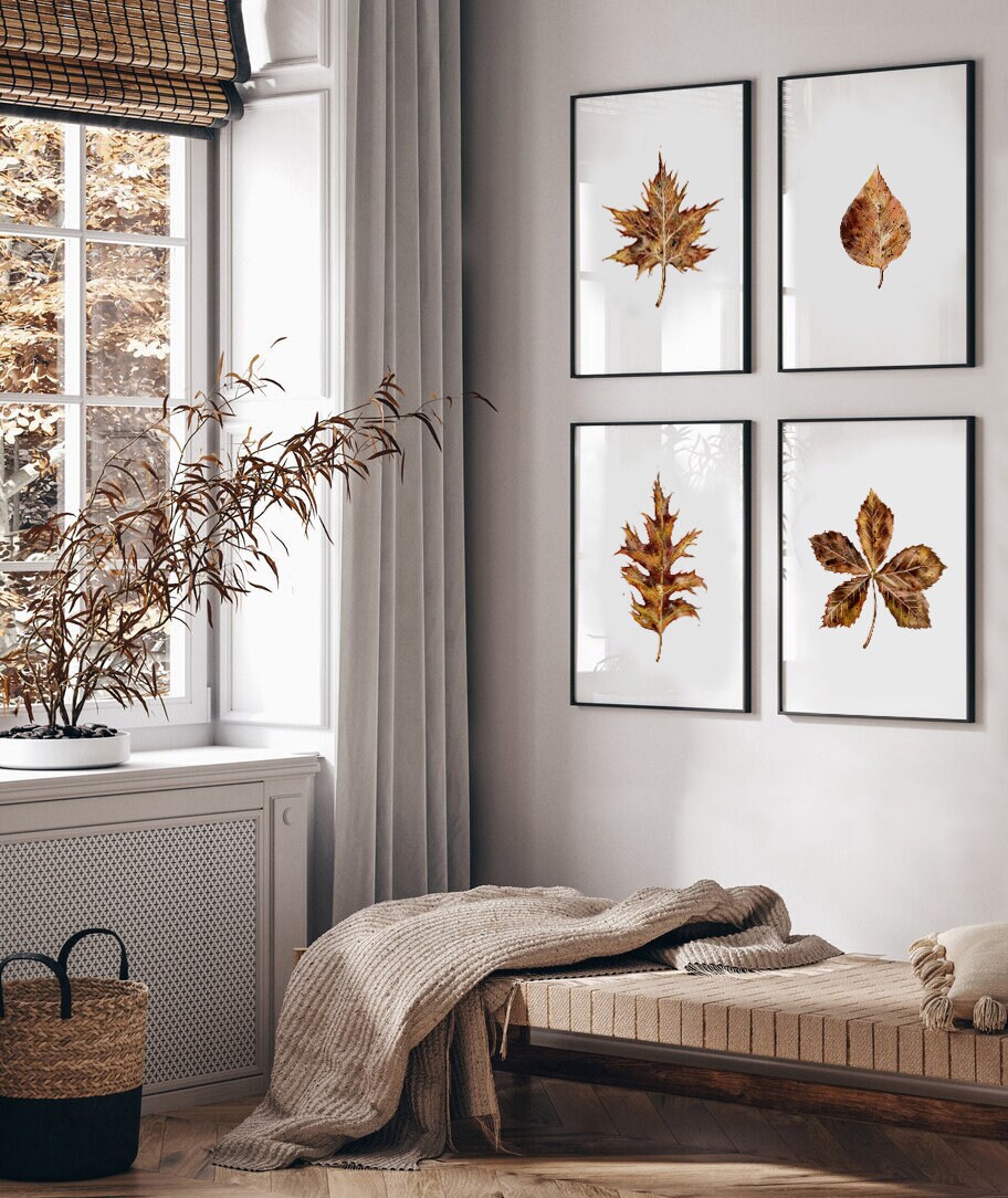 Fall Leaves Printable, Dry Leaf Art,fall Leaves Watercolor Painting ...