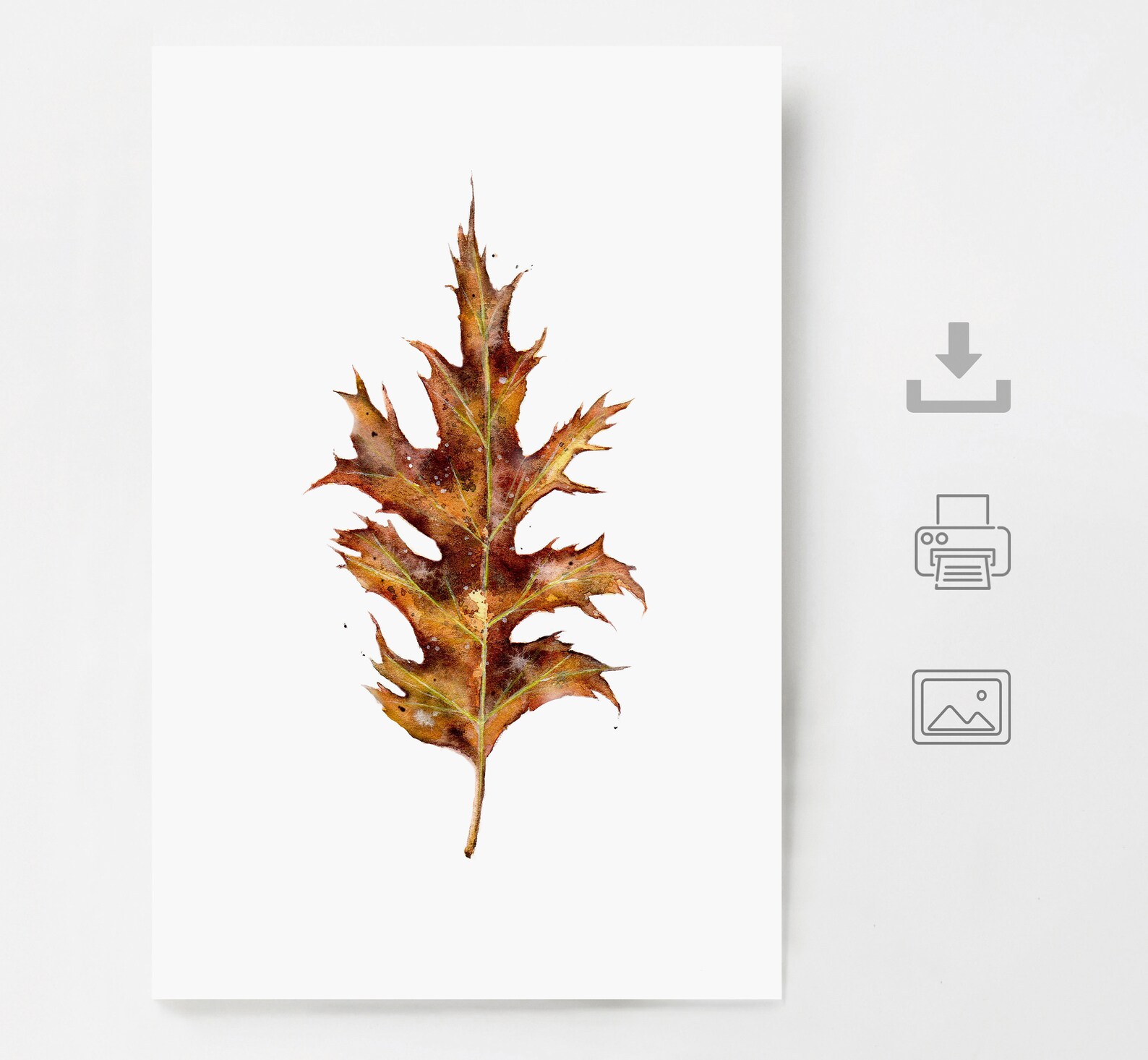 Fall Leaves Printable/ Dry Leaf Art/fall Leaves Watercolor Painting ...