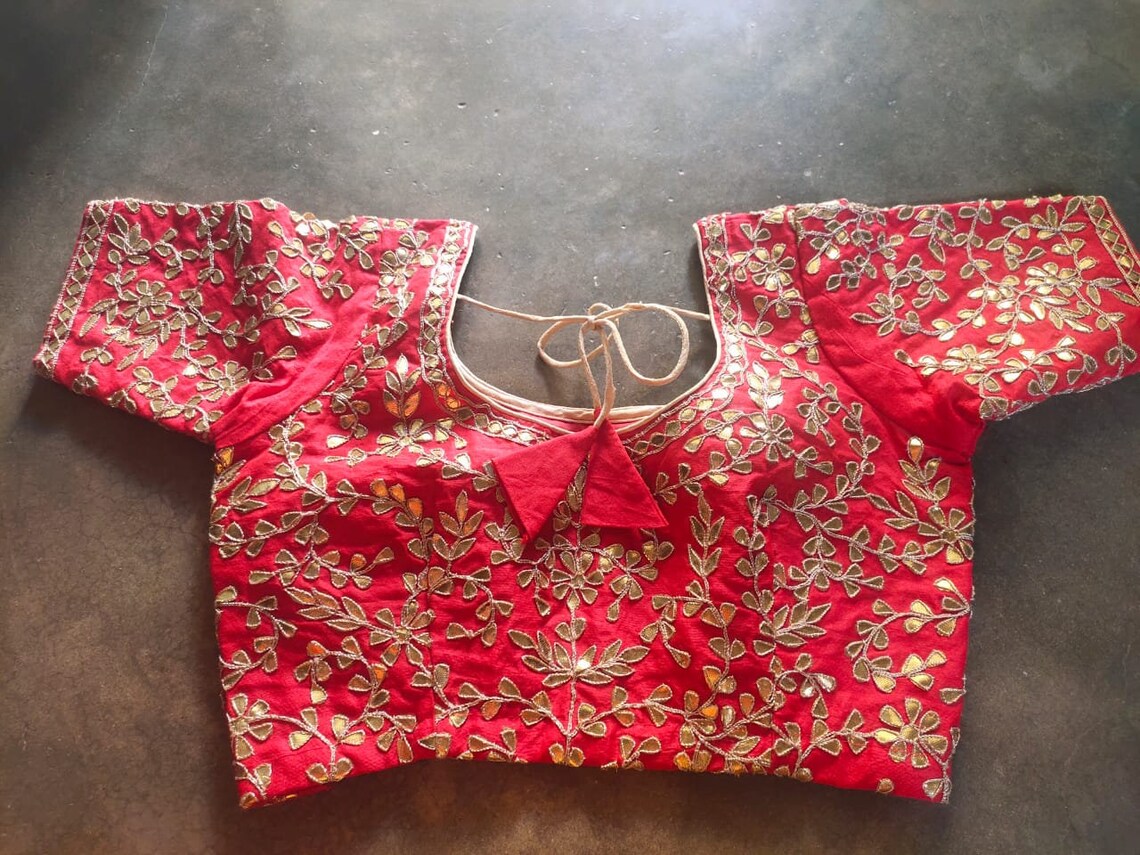 Red Gota Patti Blouse,ready to Wear,saree Blouse,indian Gotta Patti ...