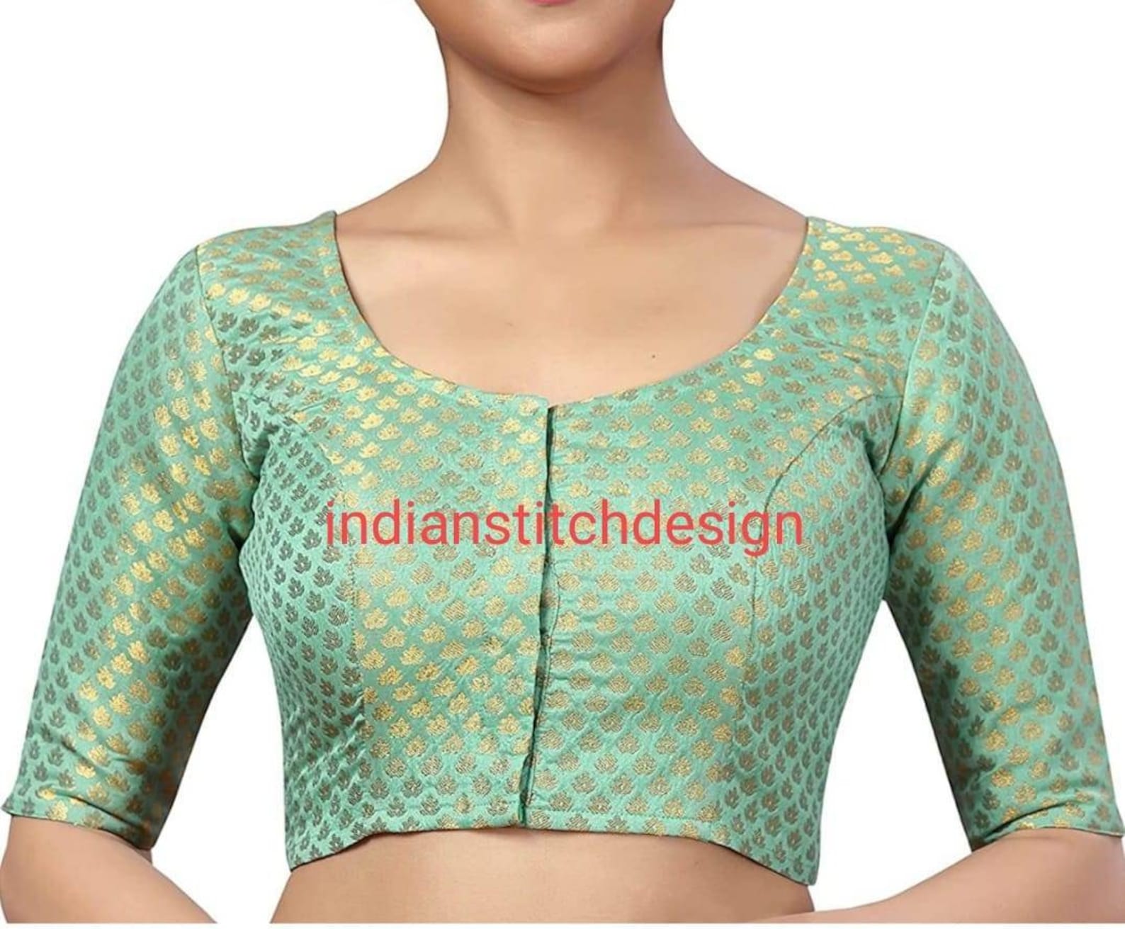 Baby Pink Chanderi Blouse With Elbow Sleeves,round Neck Blouse,teera ...