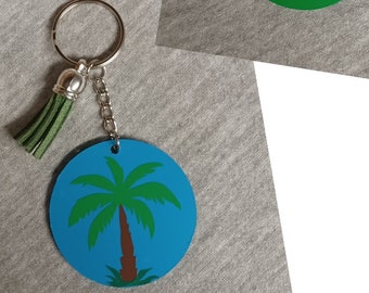 Palm Tree Enamel Keychain - Etsy