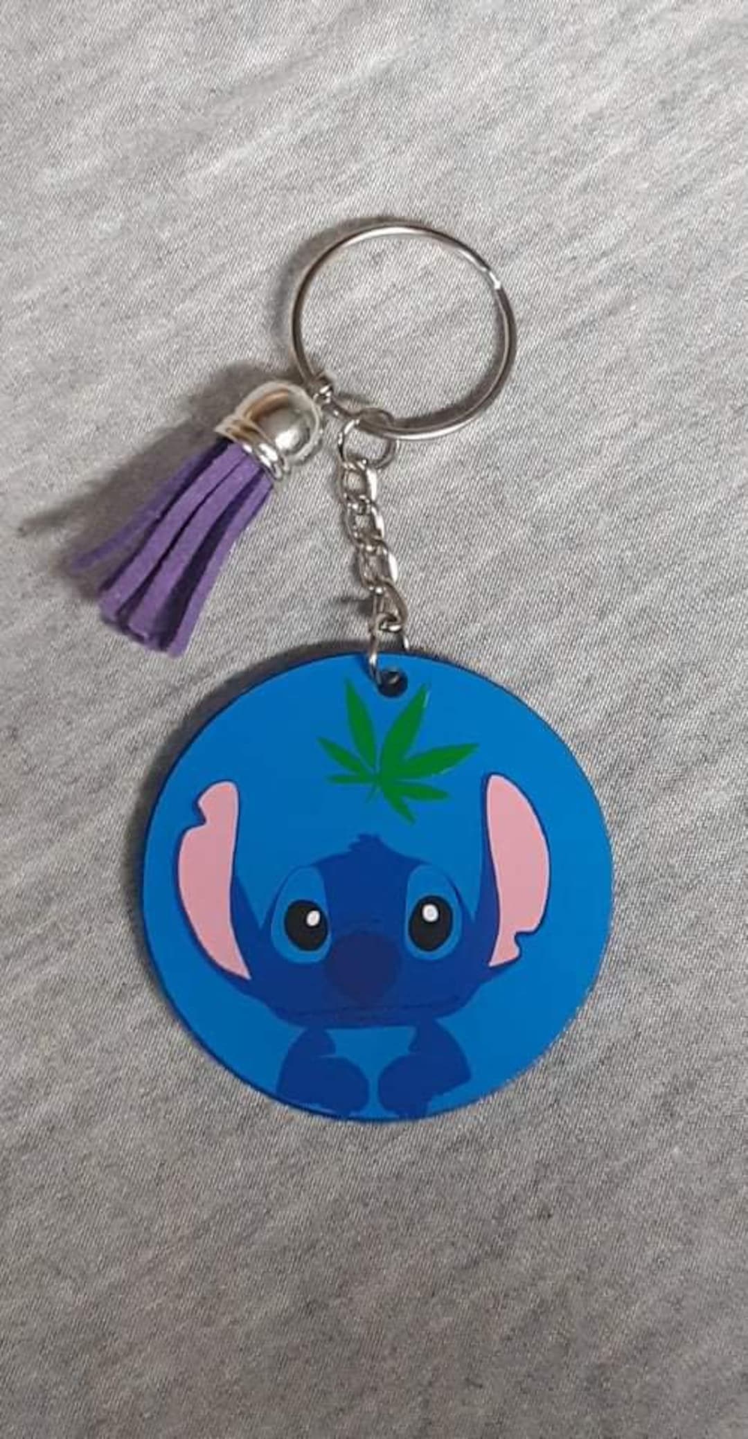 Stitch With Marijuana Leaf Keychain - Etsy