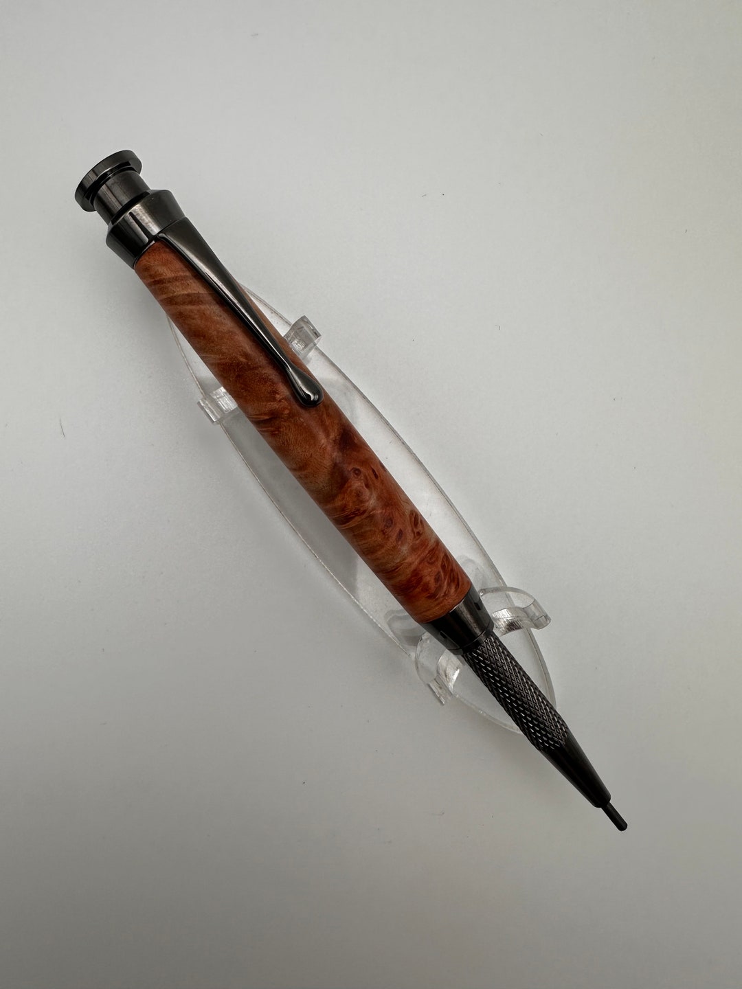 Hand-turned Carpenters Pencil in Gun Metal Finish With Orange Boxelder ...