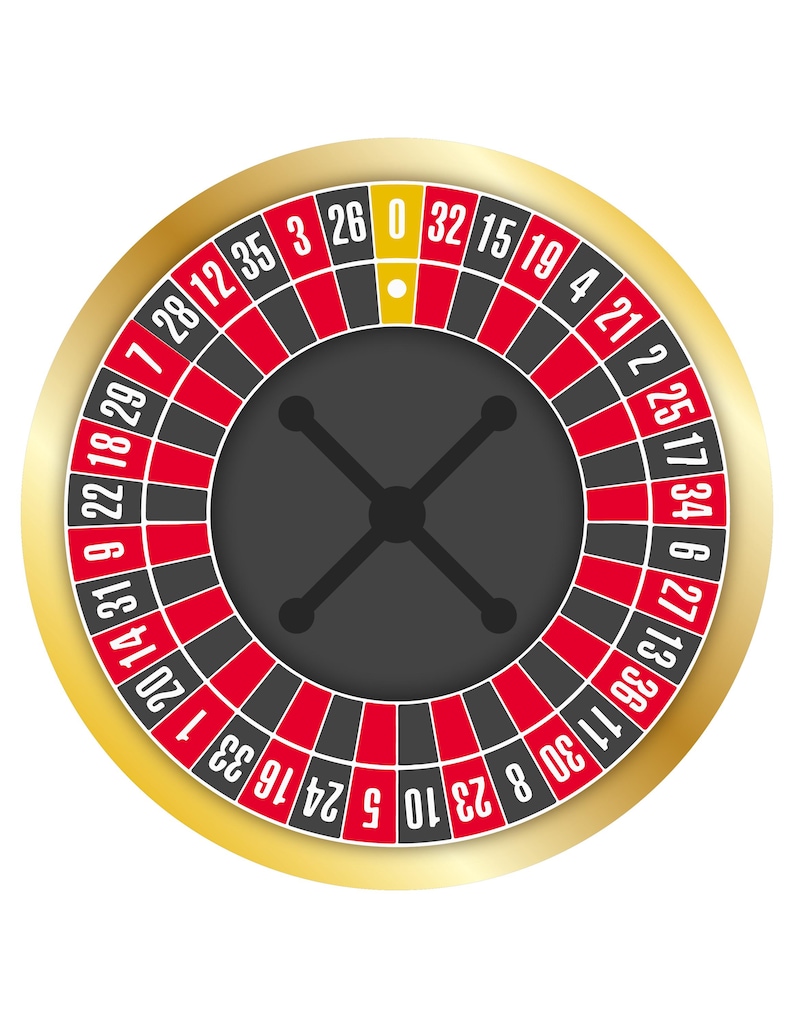 Roulette Wheel - Version 2 - Red and Gold Casino Party Design (digital ...