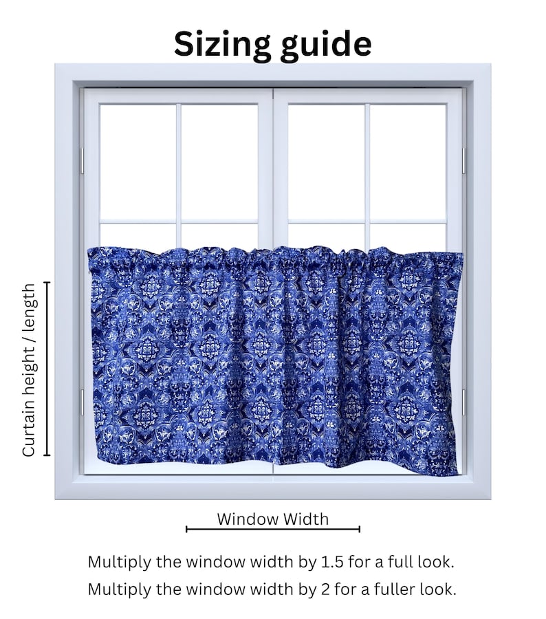 Coastal Curtain Panel; Blue Tile Design for Kitchen;bathroom; Breakfast ...