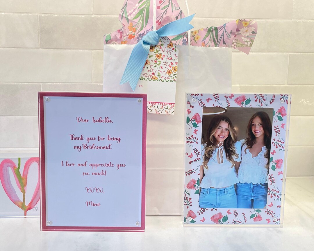 Stunning Pink Floral Acrylic Block Photo Frame 5x7 Inch Picture Frame ...