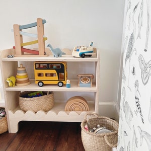 Scalloped Montessori Children's Toy Shelf – Charming Scallop Shelf for ...